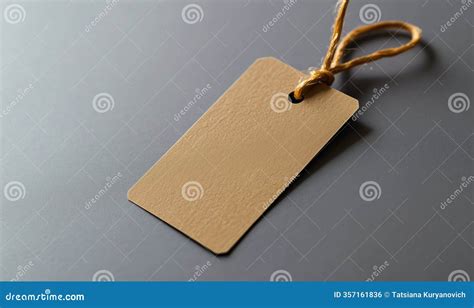 Blank Gold Tag With String Textured Surface Minimalistic Design Suitable For Labeling Or