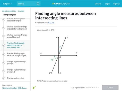 Khan Academy Finding Angle Measures Between Intersecting Lines Unit