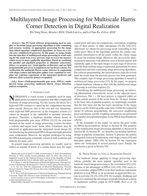 pdf multilayered image processing for multiscale harris corner