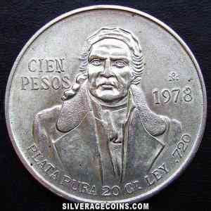 1979 Mexican Silver 100 Pesos Morelos Silver Age Coins