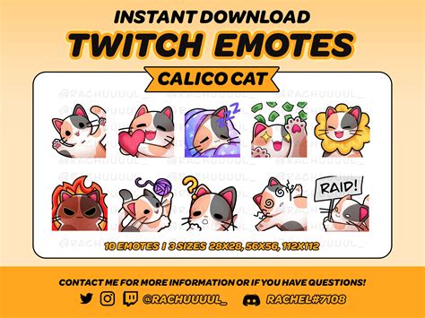 10 Calico Cat Emotes For Twitch Discord Youtube Cute Cat Emotes