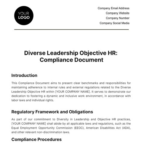 Free Diverse Leadership Objective Hr Template To Edit Online
