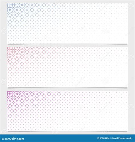 Halftone Circle Pattern Banner Template Set Vector Design From Rings In Varying Sizes Stock