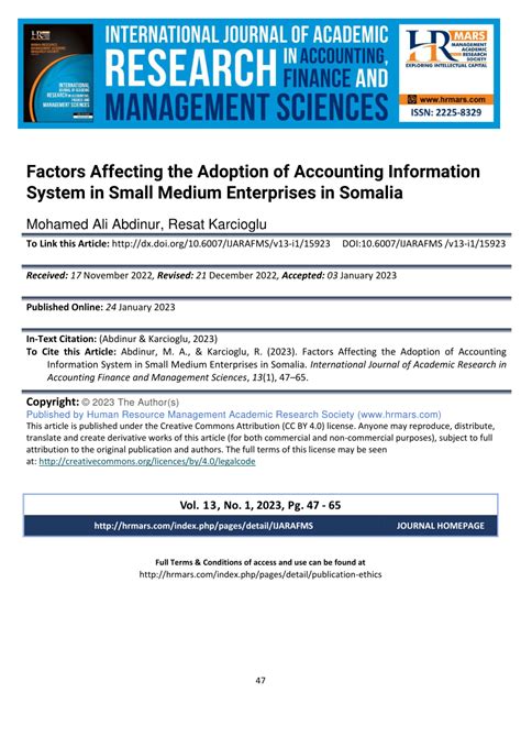 Pdf Factors Affecting The Adoption Of Accounting Information System In Small Medium