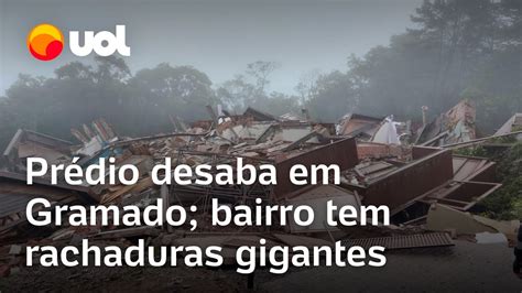Prédio desaba em Gramado e bairro rachaduras é interditado no RS