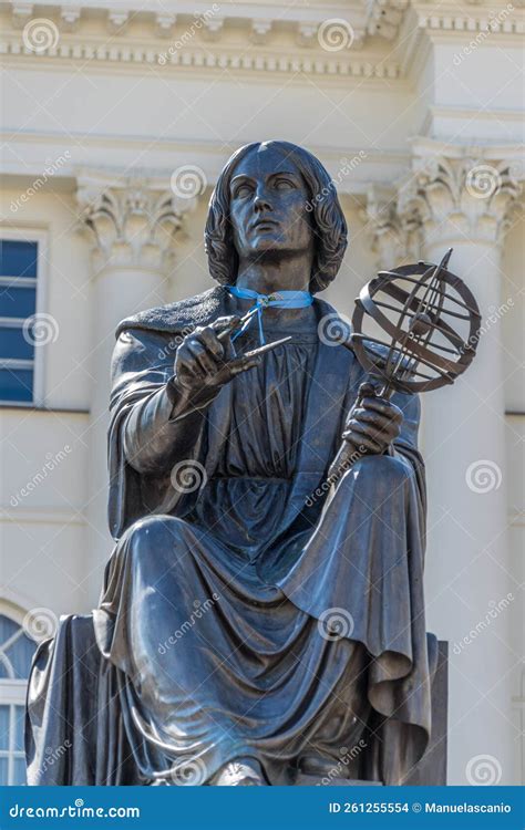 Nicolaus Copernicus Holding An Armillary Sphere Monument Sculpted By Bertel Thorvaldsen In Front