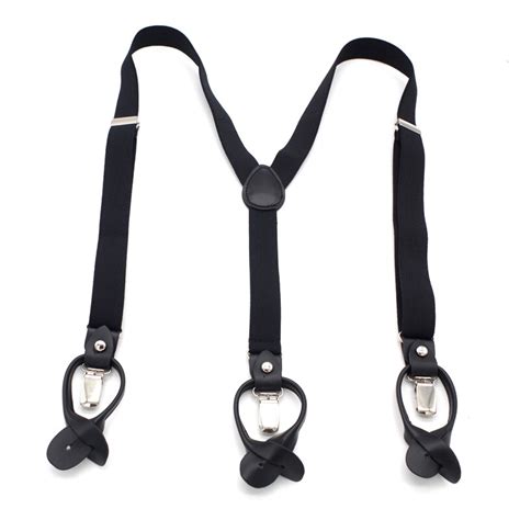 Black Button Suspenders Leather For Women Y Back S Grandado