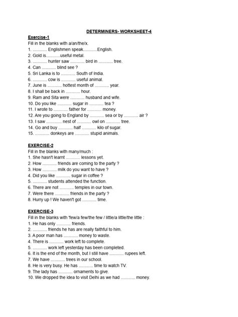 Determiners Practice Exercises Pdf
