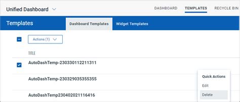 Delete Dashboard Or Widget Templates