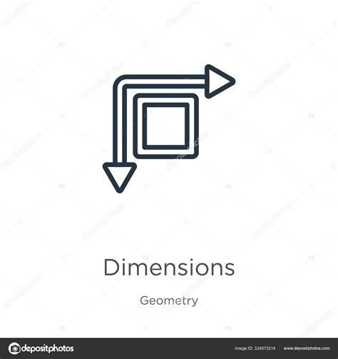 Dimensions Icon Thin Linear Dimensions Outline Icon Isolated On White Background From Geometry