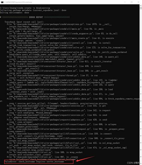 【快速解决】conda 报错valueerror Checkhostname Requires Serverhostnameconda