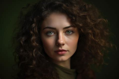 Premium Ai Image Stunning Woman With Piercing Green Eyes And Luscious