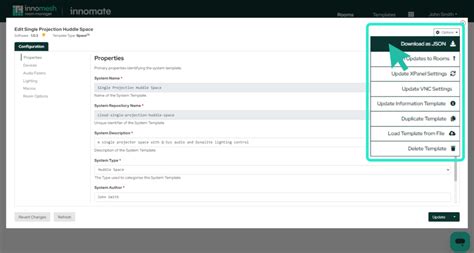 Saving A Space Ce Template To Json File Innomesh Documentation