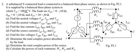 Solved 2 A Unbalanced Y Connected Load Is Connected To A Balanced