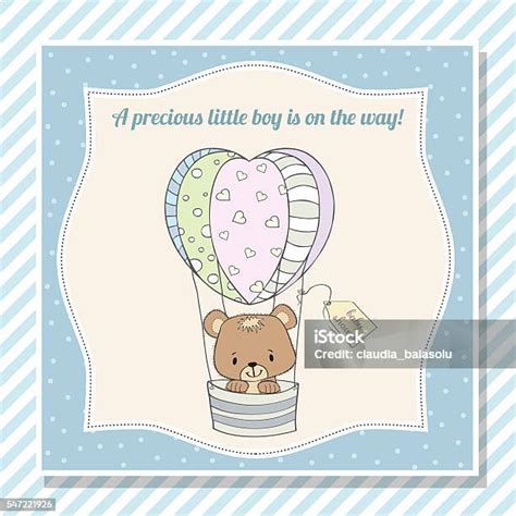 테디 베어와 아기 소년 샤워 카드 귀여운에 대한 스톡 벡터 아트 및 기타 이미지 귀여운 벡터 소년 Istock