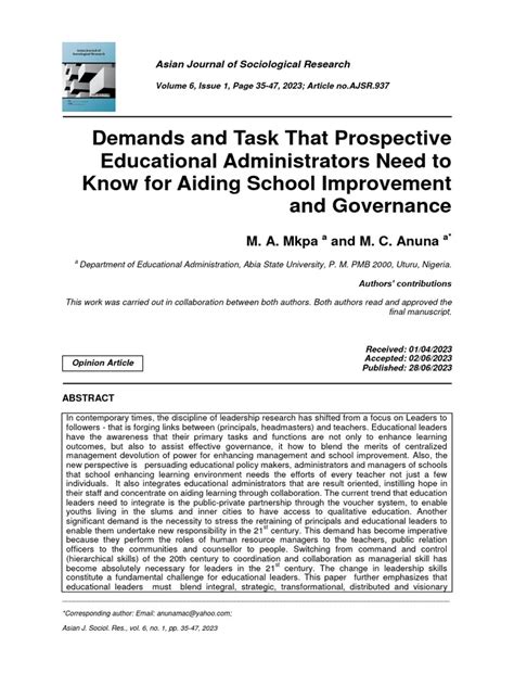 Demand And Task That Prospective Educational Administrators Need To