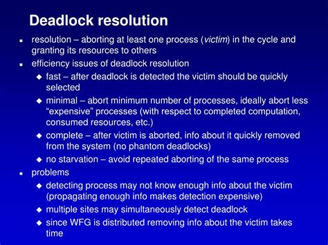 Ppt Distributed And Hierarchical Deadlock Detection Deadlock