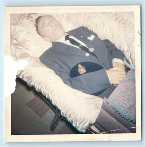 Post Mortem Dead Man Corpse Casket Funeral Old Original Photo Snapshot