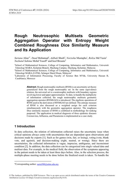 Pdf Rough Neutrosophic Multisets Geometric Aggregation Operator With Entropy Weight Combined