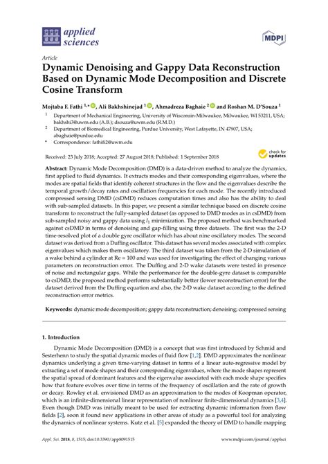 pdf dynamic denoising and gappy data reconstruction based on dynamic
