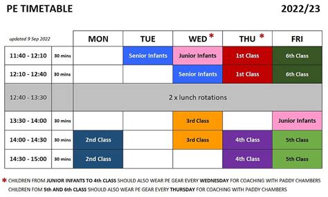 Pe Timetable