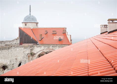 Polish Zamek Na Janowcu Roof Red Tiles On Roof And Ruins Of Old
