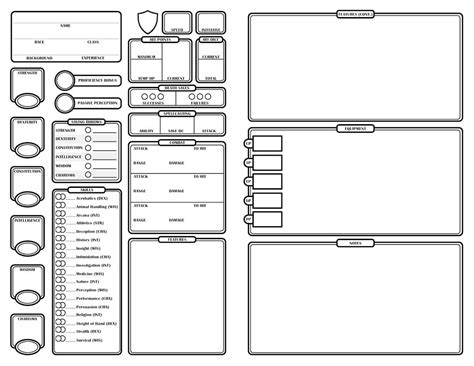 Character Sheet For Dnd 5e