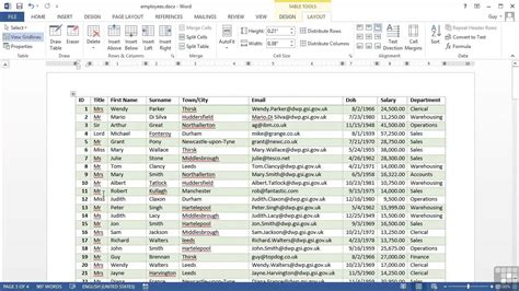 Microsoft Word 2013 Tutorial Repeating Column Headings On Multiple