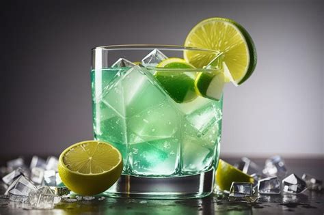 Premium Ai Image Fresh Cocktail Drink With Alcohol Ice Cubes And A