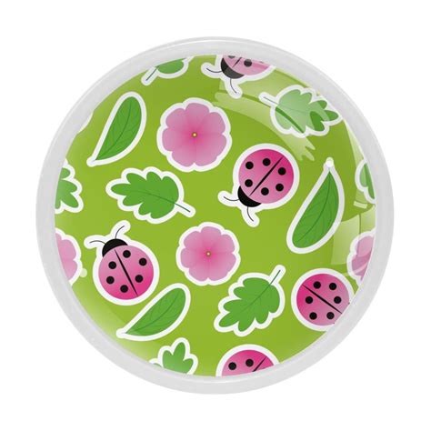 4 Pcs Ladybug And Leaves Knobs For Kitchen Cabinet Cupboard Dresser Bookcase Drawer Pulls