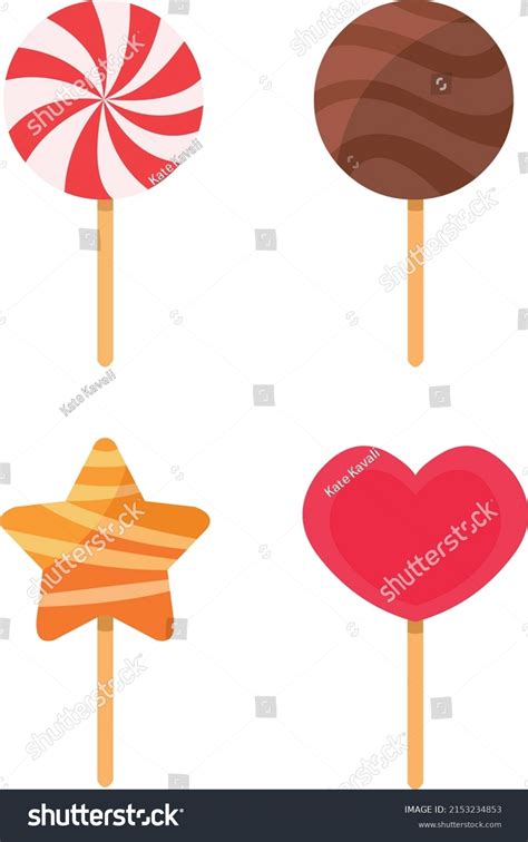 Set Lollipops Different Shapes Flavors Stock Vector Royalty Free