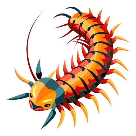 Centipede Flat Illustration White Background Vector Illustration