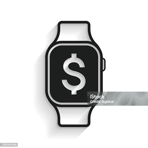 달러 기호가 있는 스마트워치 흰색 배경에 긴 그림자가 있는 아이콘 0명에 대한 스톡 벡터 아트 및 기타 이미지 0명 3차원 형태 개념 Istock