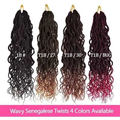 Wavy Senegalese Twist Crochet Hair Braids 18 Inch 5 Pack Curly Twist Synthetic Hair Extensions