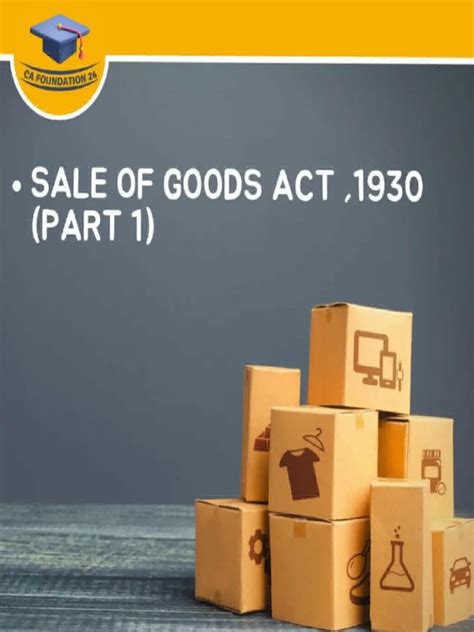 Law Sale Of Goods Act 1930 Pdf Sales Business