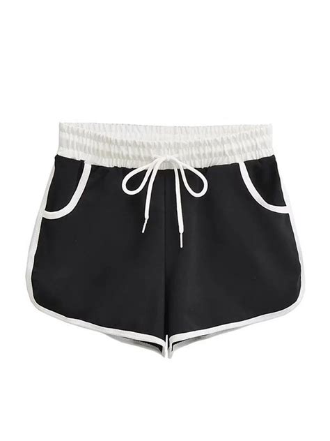 Emmiol Free Shipping 2024 Contrast Trim Micro Sports Shorts Black S In