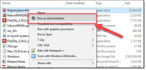 Option RegistryIgnoreRemoval Tool In Synch RMS Self Help