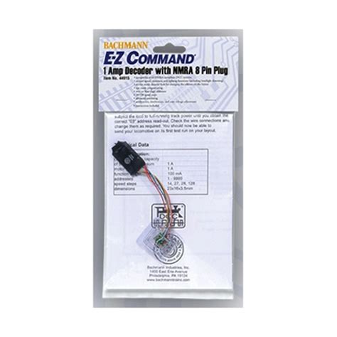 Bachmann 44915 EZ E Z Command Decoder W NMRA 8 Pin Plug For DCC Ready
