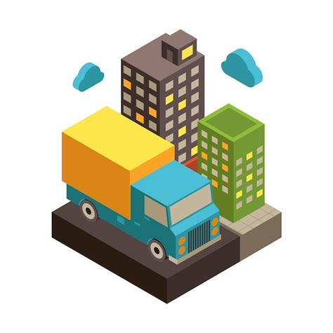 Free Vector Isometric Transport Truck