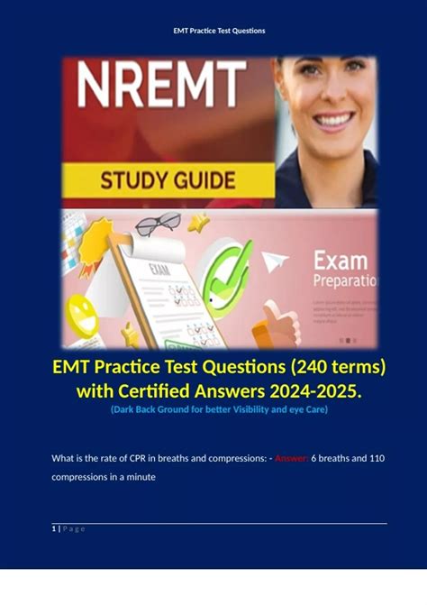 EMT Practice Test Questions 240 Terms With Certified Answers EMT Practice Tet Qstions With