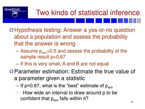 Ppt Hypothesis Testing And Parameter Estimation Powerpoint