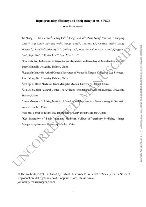 Pdf Reprogramming Efficiency And Pluripotency Of Mule Ipscs Over Its