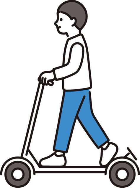 電動キックボードに乗る男性のイラスト商用可フリーイラスト素材ソコスト