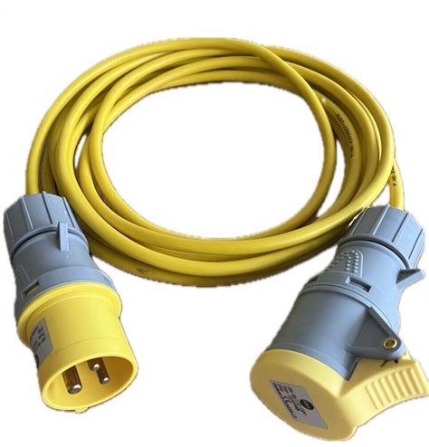 K M Electronics 110v 16a Plug To Socket Yellow Extension Site Generator Transformer Power Cable