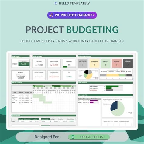 Project Management Budget Template Etsy