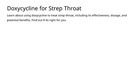 Doxycycline For Strep Throat Meds Is