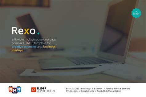 单页滚动视差设计效果html页面设计模板大洋岛精选 Rexo One Page Parallax 大洋岛素材