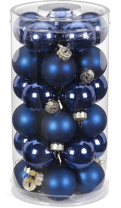 30x Donkerblauwe Kleine Glazen Kerstballen 4 Cm Glans En Mat