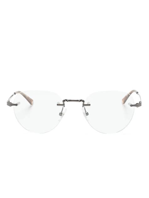 Montblanc Oval Frame Glasses Silver Farfetch Uk