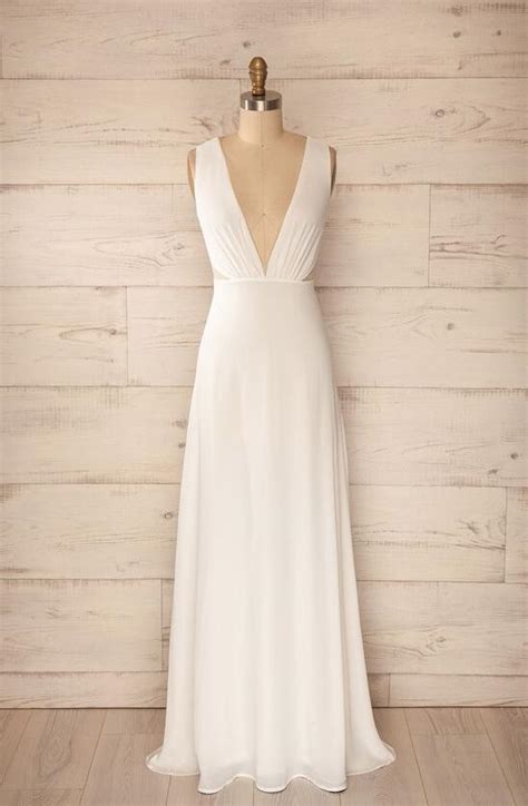 A Line Deep V Neck Chiffon Prom Dress On Luulla